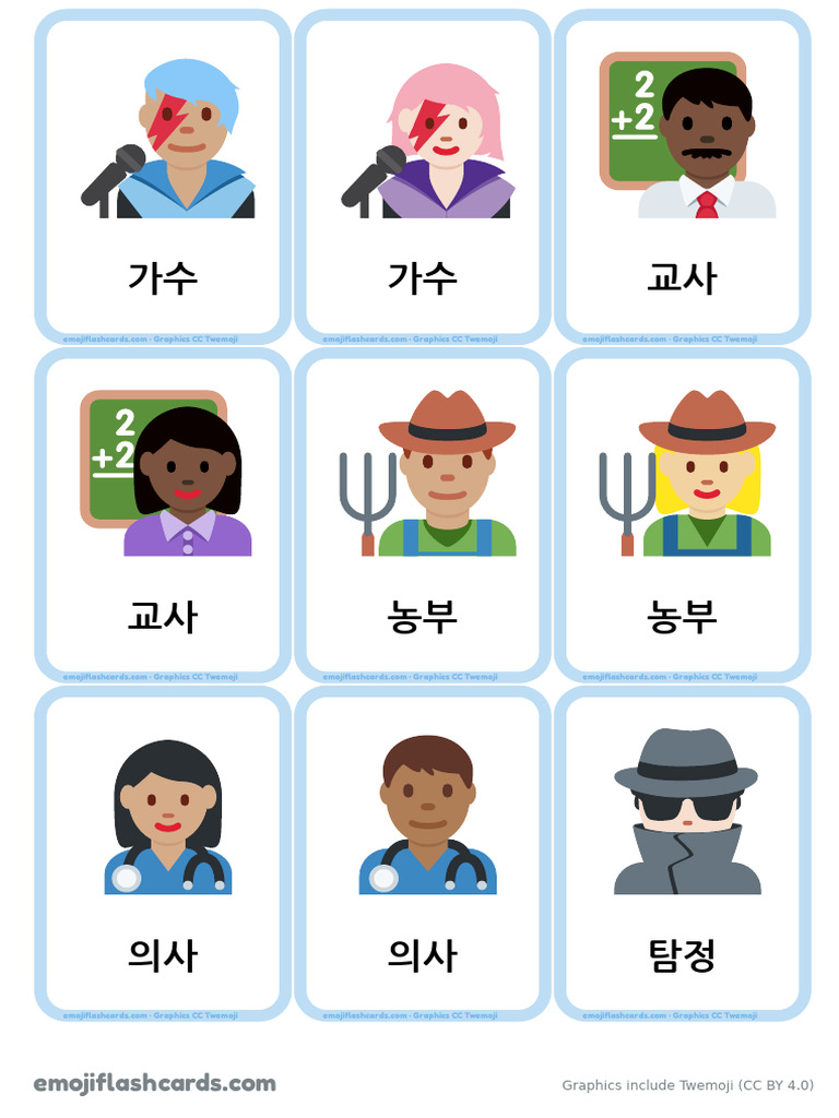 Korean Jobs Small A4 Flashcards | PDF | Japanese Writing System ...