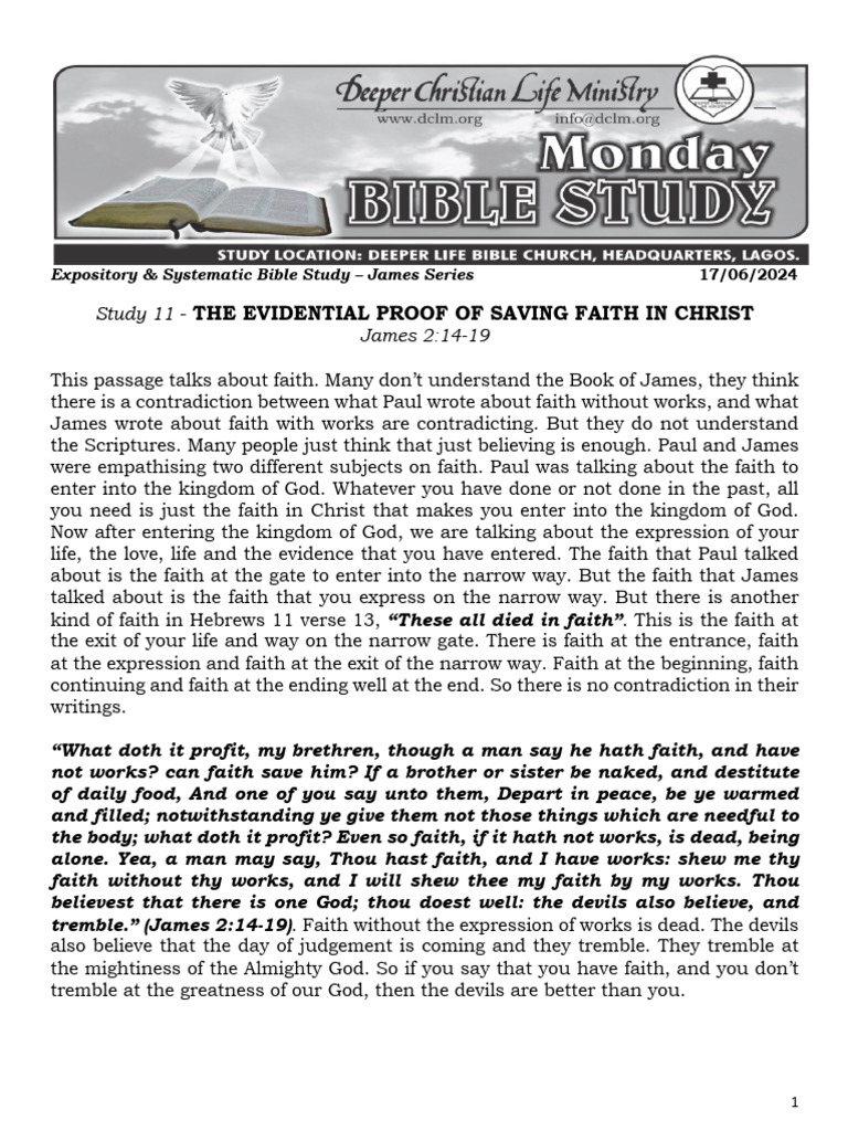 Study 11 - THE EVIDENTIAL PROOF OF SAVING FAITH IN CHRIST-MBS20240617 ...