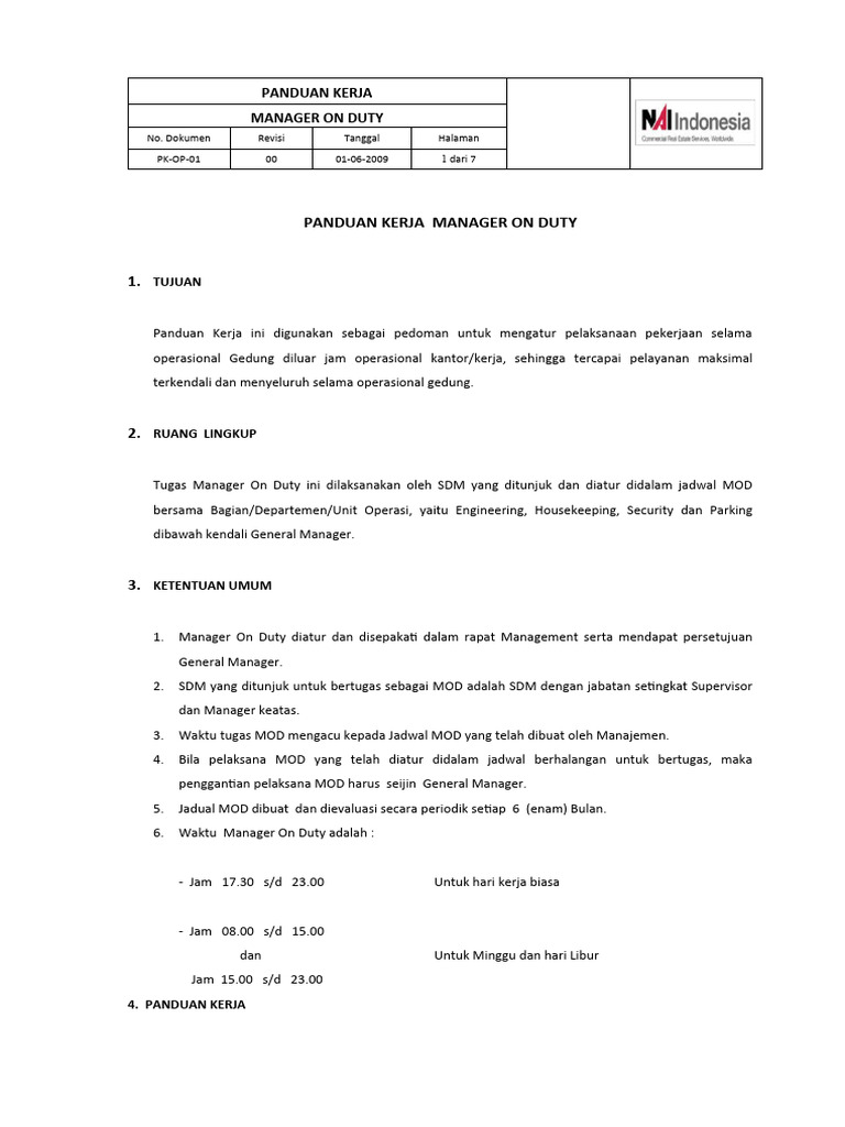Panduan Manager On Duty | PDF