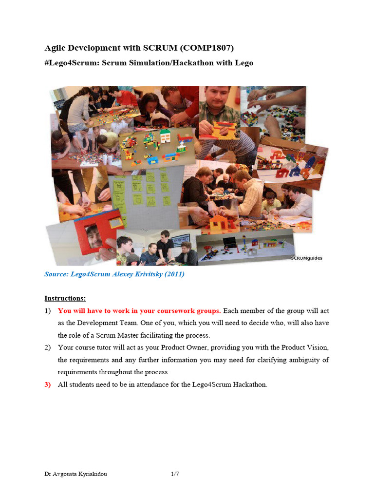 Lego4Scrum Hackathon - Tutorial Instructions1 | PDF | Scrum (Software Development) | Cognition