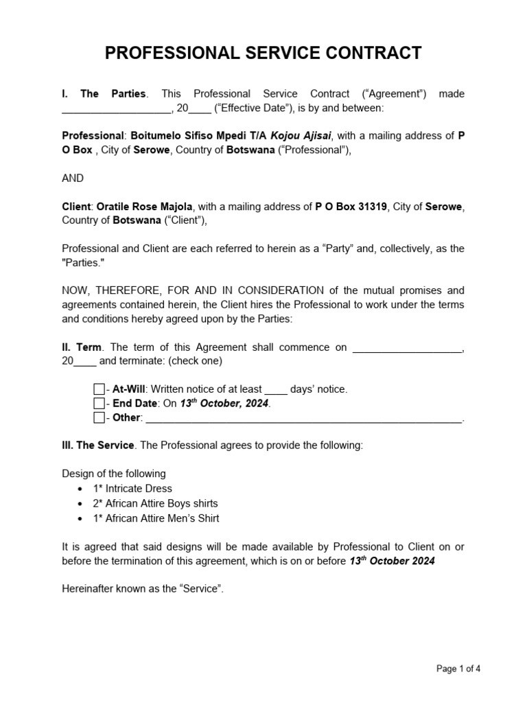 Professional Service Contract | PDF | Indemnity | Common Law