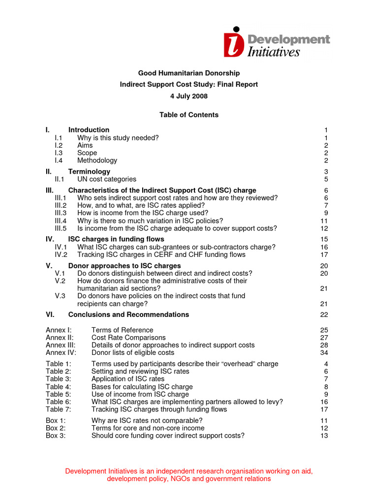 Indirect Support Cost Study 2008 | PDF | Non Governmental Organization ...