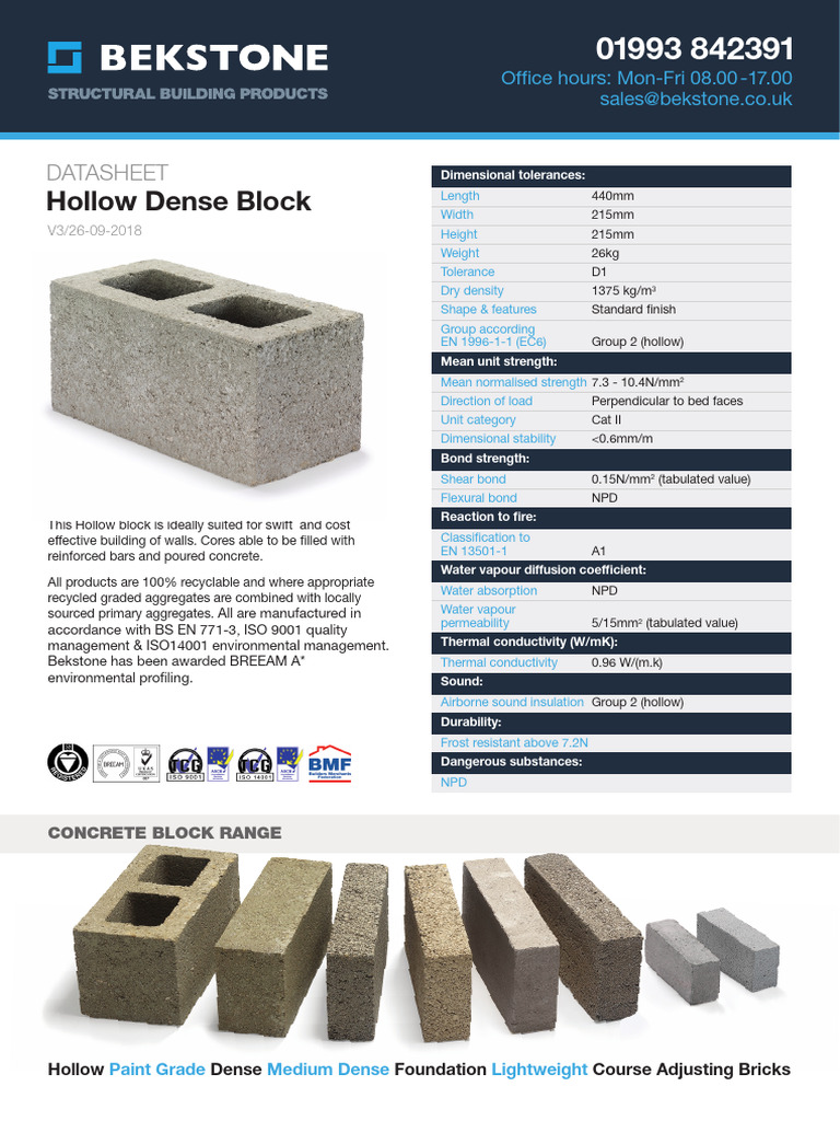 DATASHEET Hollow Dense Block | PDF