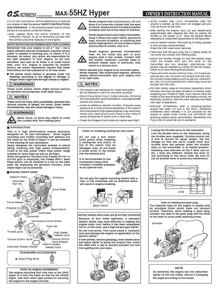 55hz Hyper | PDF | Carburetor | Throttle