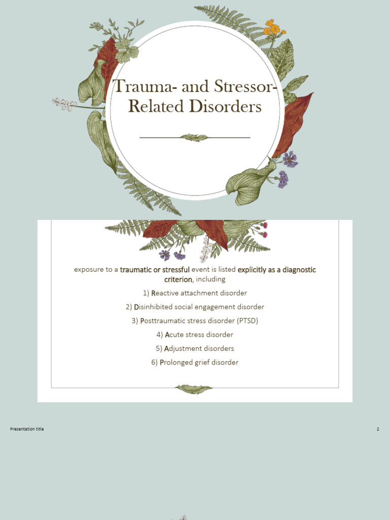 Trauma and Stressor Related Disorders | Download Free PDF ...