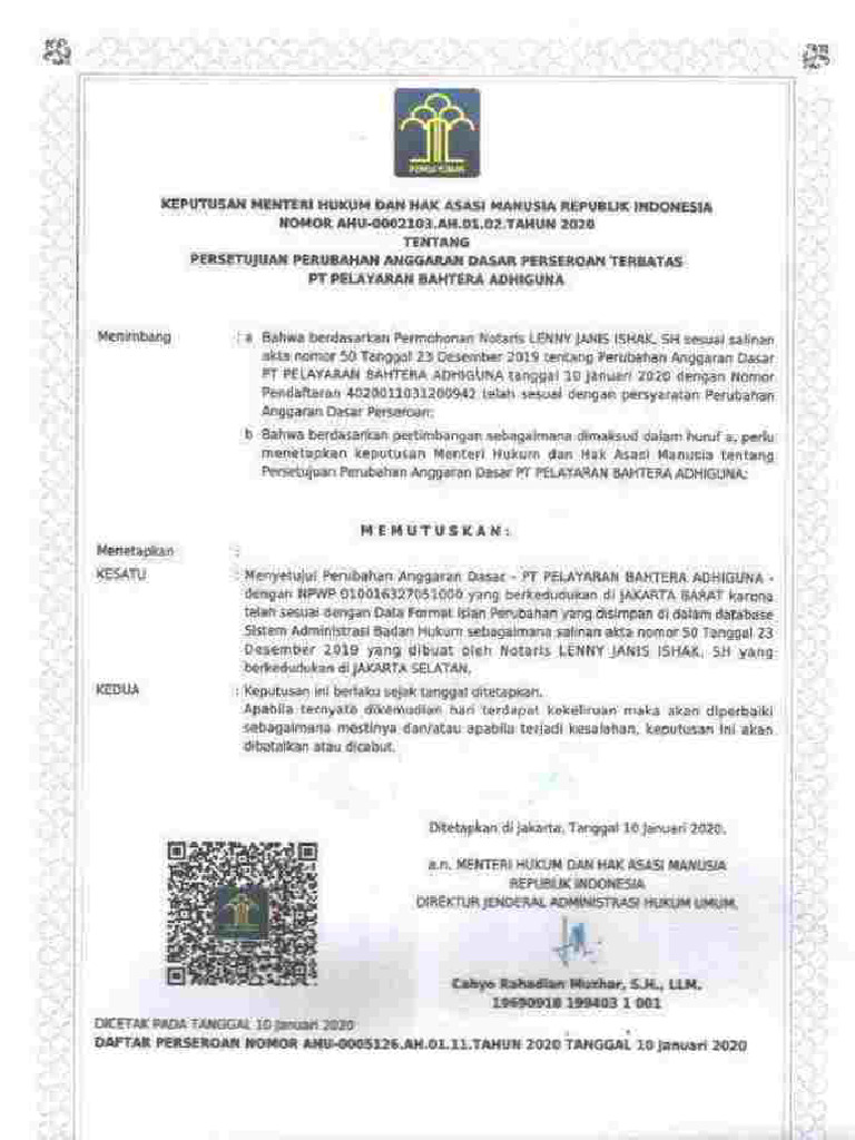 Siup Kum Ham & Akta Notaris PT Bag | PDF