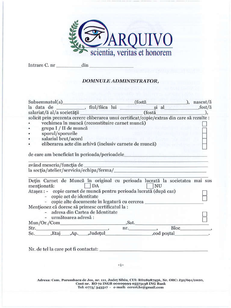 Formular Cerere Arquivo | PDF