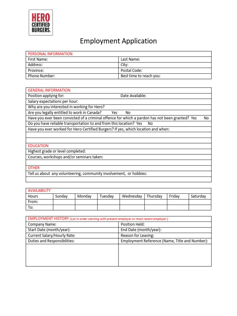HCB Employment Application Form | PDF | Employment | Crimes