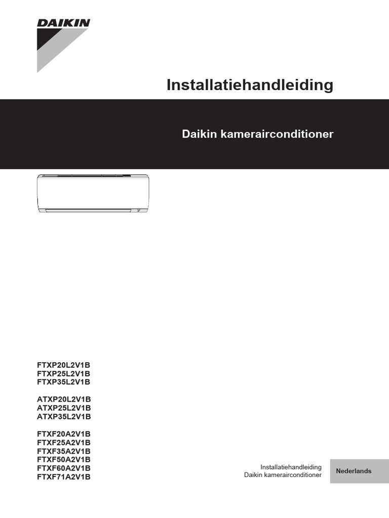 FTXP-L, ATXP-L, FTXF-A - 3PNL512025-1 - Installation Manual - Dutch | PDF