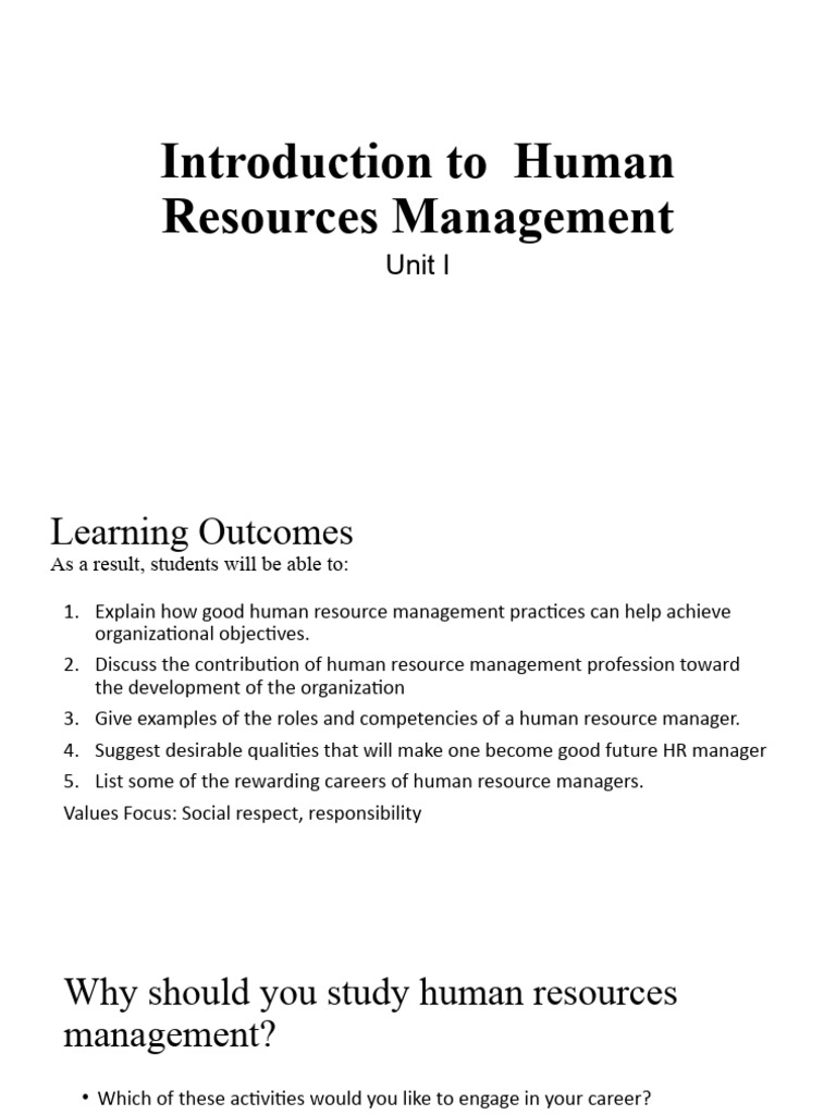 Bus 2203 Unit 1 PPT r1 | PDF | Human Resources | Human Resource Management