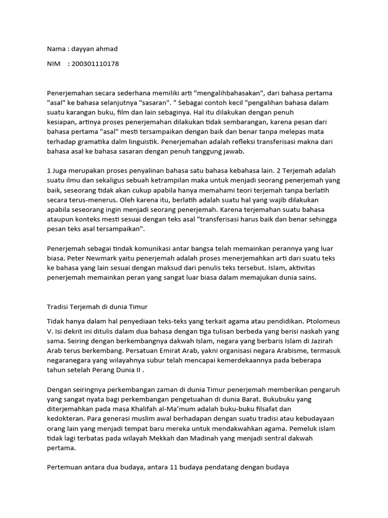 Nazhariyah Tarjamah Dayyan Ahmad | PDF