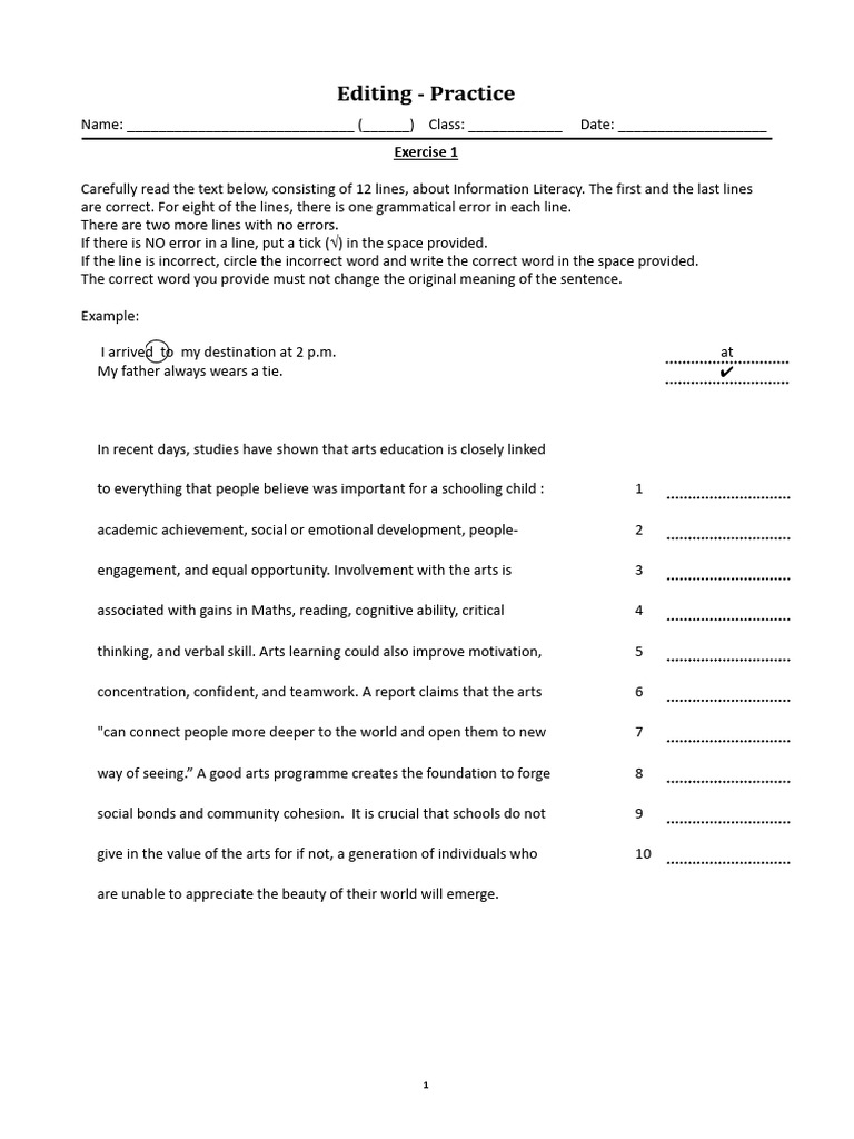 Editing Practice 1 | Download Free PDF | Cognition