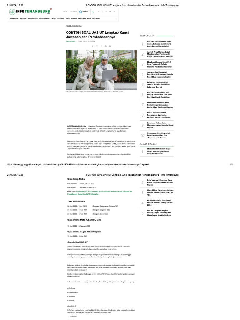 Contoh Soal Uas Ut Lengkap Kunci Jawaban Dan Pembahasannya Info