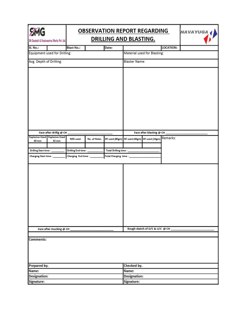 Drilling and Blasting Observation Report | PDF