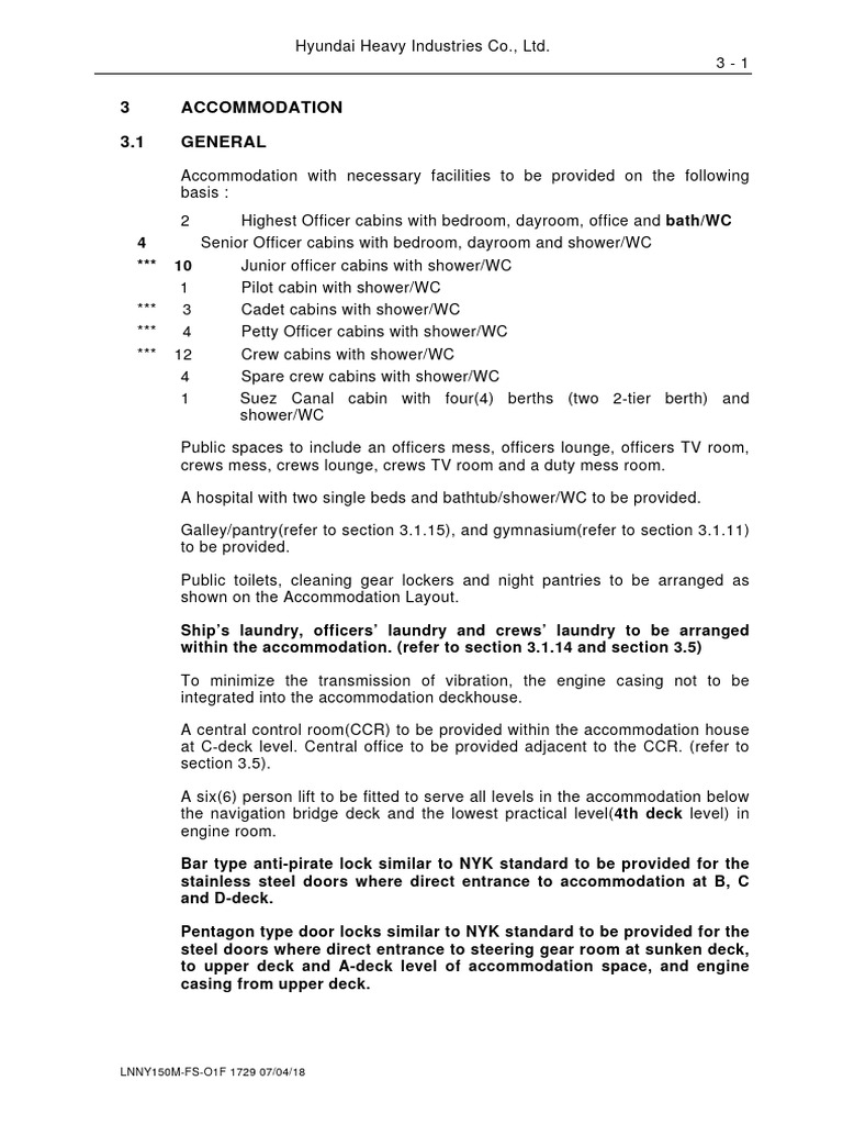3 Accommodation 3.1 General: LNNY150M-FS-O1F 1729 07/04/18 | PDF | Upholstery | Chair