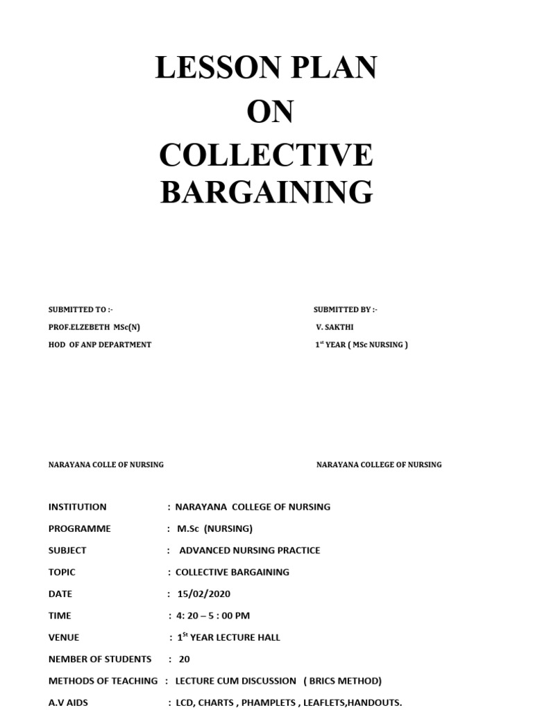 Collective Bargaining Lesson Plan | PDF | Trade Union | Employment