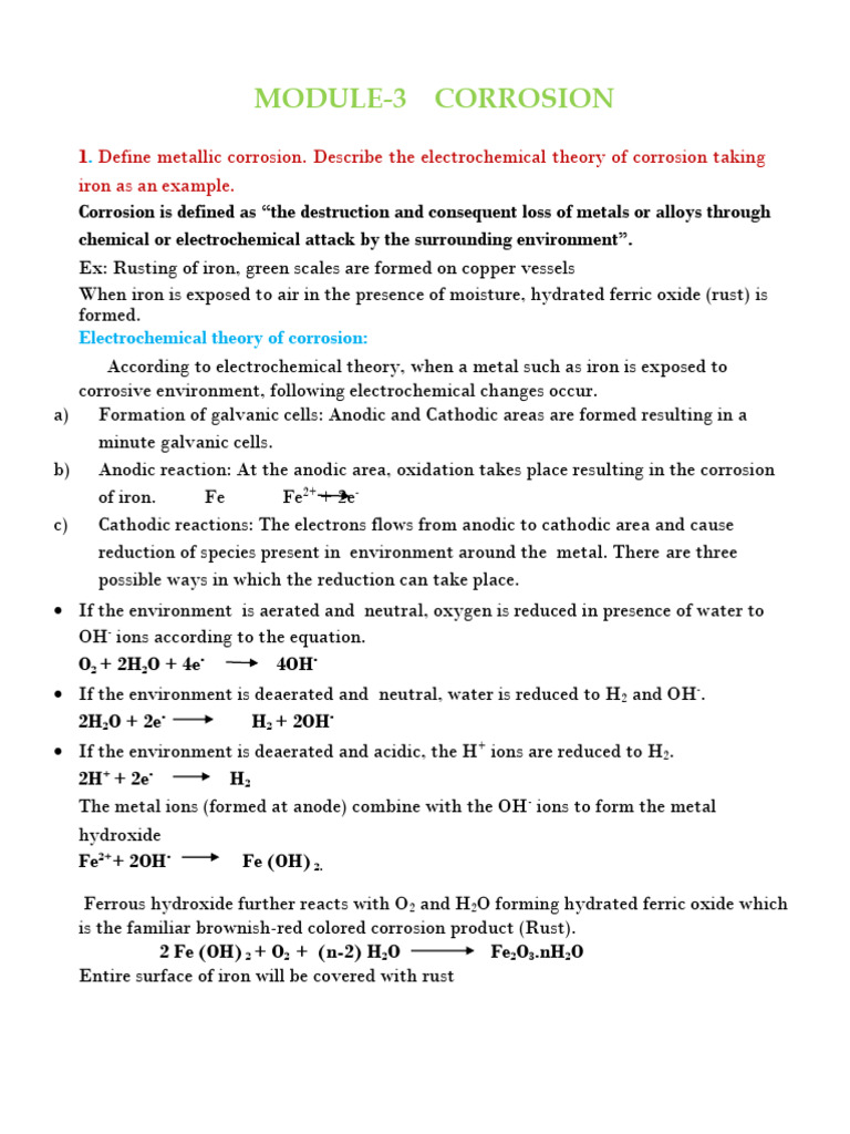 Module 3 Solution | Download Free PDF | Corrosion | Anode
