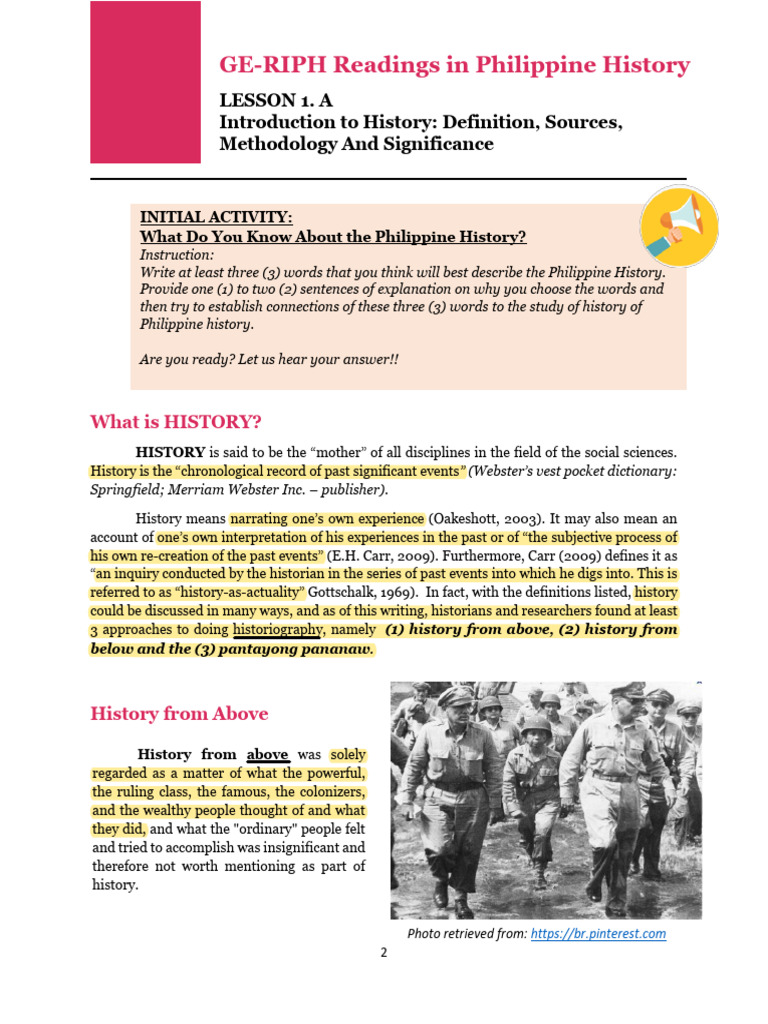 Riph 1 | PDF | Historian | Liberal Arts Education