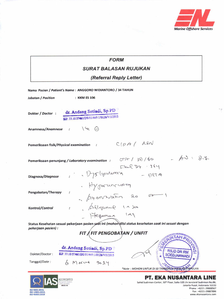Surat Rujukan Mcu Anggoro | PDF