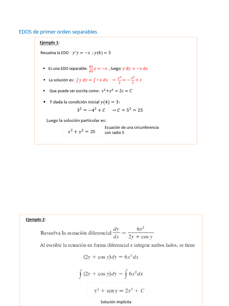 Ejercicios EDOs | PDF | Ecuación diferencial ordinaria | Sustracción