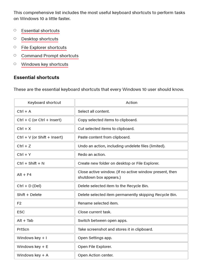 Windows Keyboard Shortcuts | PDF | Computer Keyboard | Window (Computing)