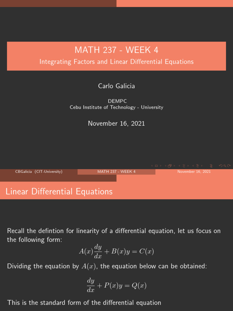 Math 237 Week 4 | PDF | Equations | Mathematical Concepts
