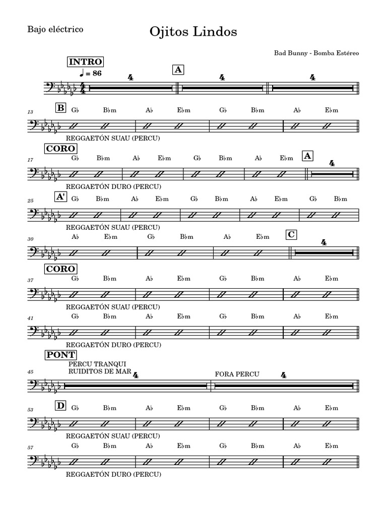 Ojitos Lindos-Bajo Elã©ctrico | PDF | Canciones escritas | Musica en ...