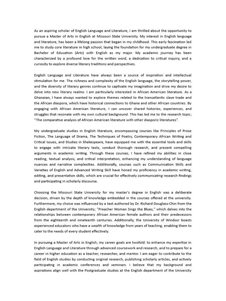 English Sop 2 | PDF | English Studies | African American Literature