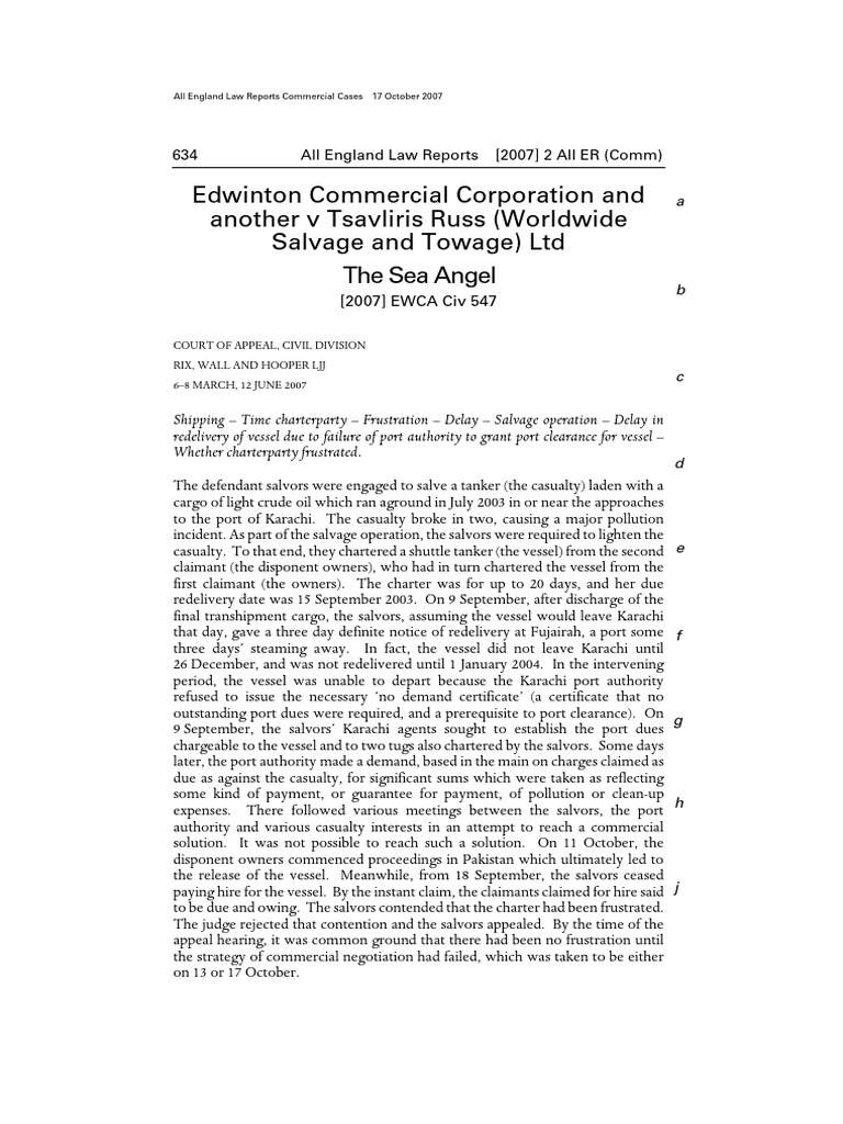 Edwinton Commercial Corporation and Another V Tsavliris Russ (Worldwide ...