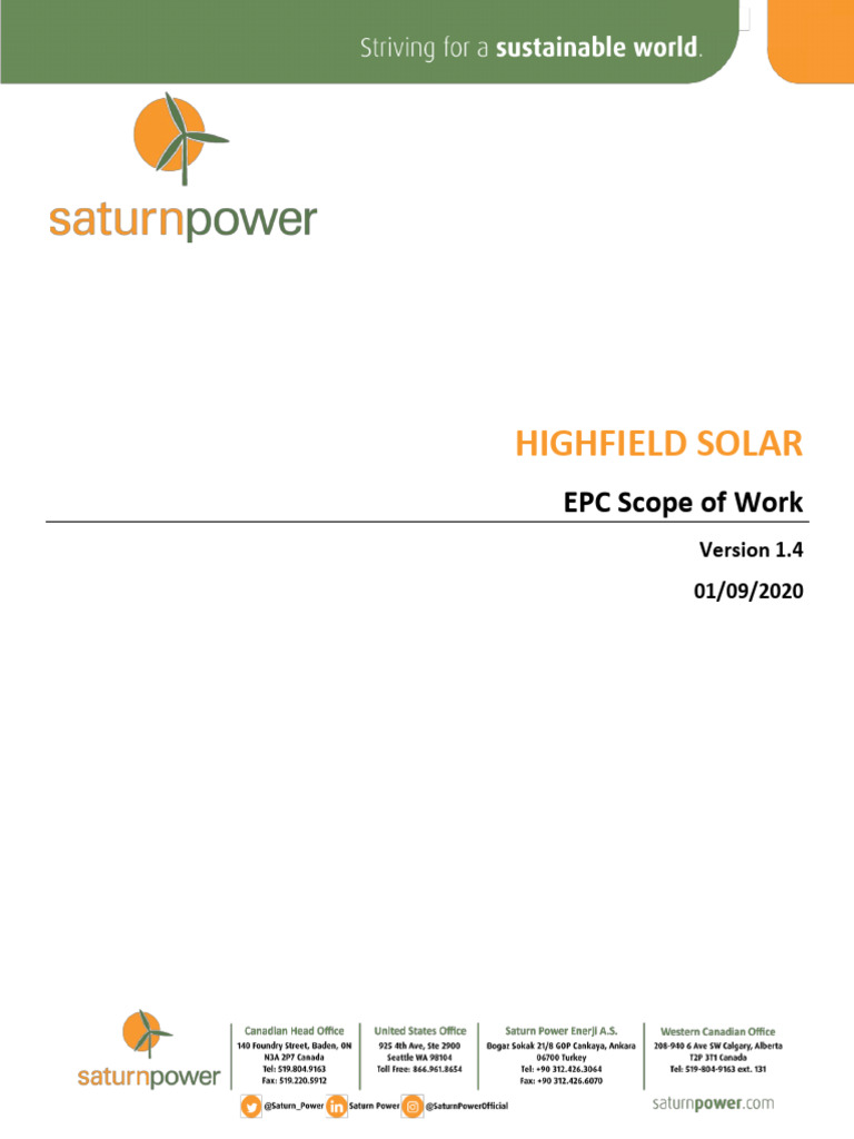 Solar EPC Scope of Work - Highfield FINAL | PDF | Power Inverter ...