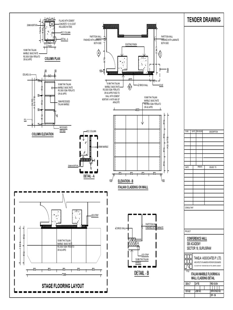 Tender Drawing: Stage Flooring Layout | PDF | Wall | Building Materials