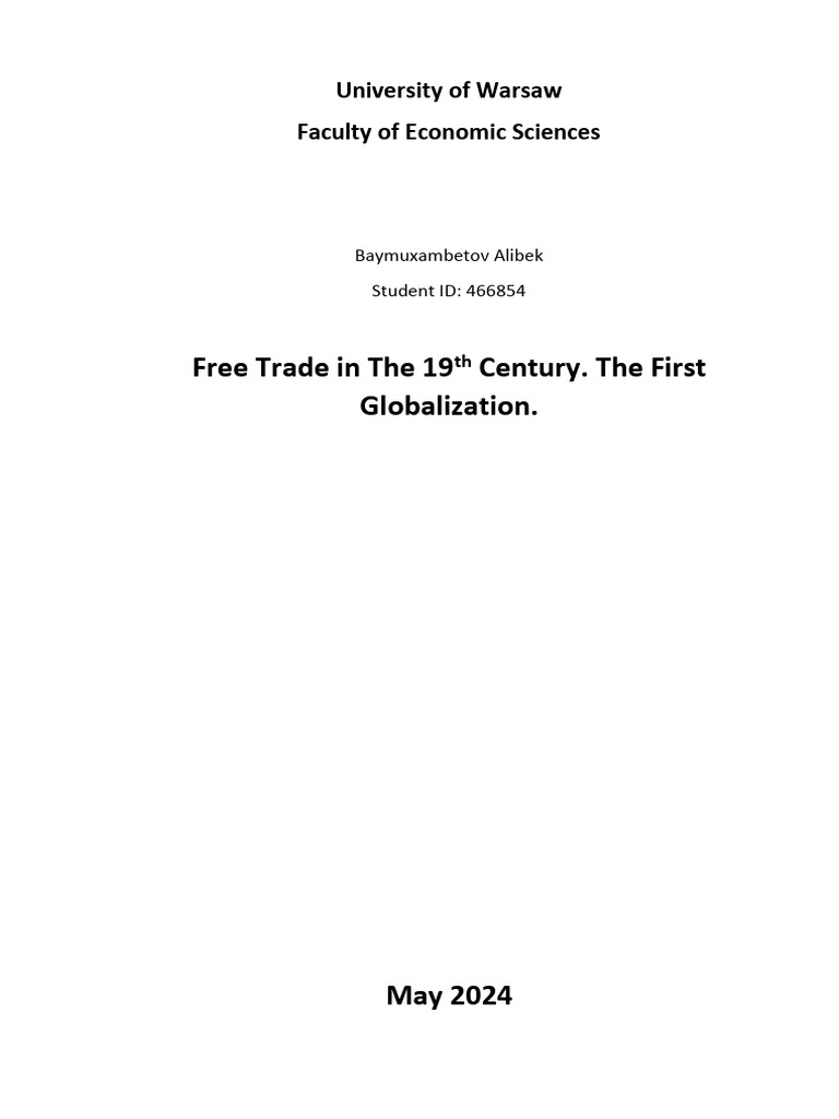 Free Trade in The 19th Century and The First Globalization 1 | Download ...