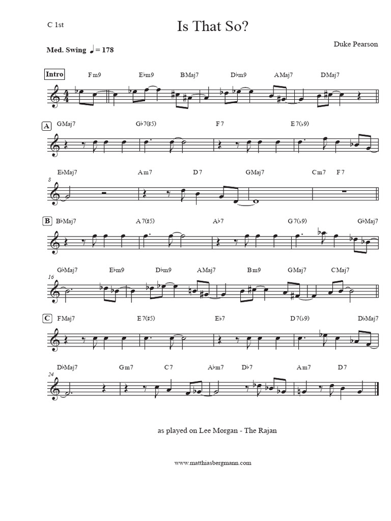Is That So? Lead Sheet by Duke Pearson | PDF