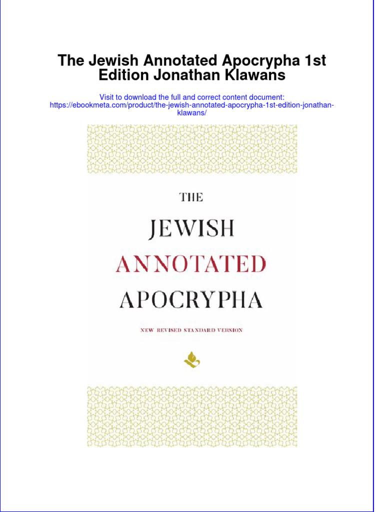 Dơnload The Jewish Annotated Apocrypha 1st Edition Jonathan Klawans ...