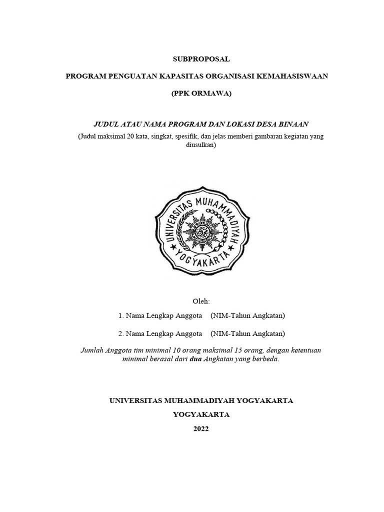 Template Proposal PPK Ormawa 2022 | PDF Template Proposal PPK Ormawa 2022 | PDF
