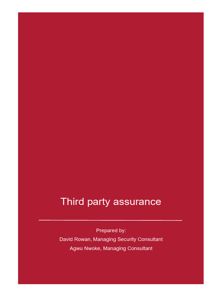 Third Party Assurance Framework Guide | PDF | Supply Chain | Risk