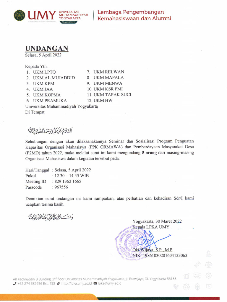Undangan UKM P2MD | PDF