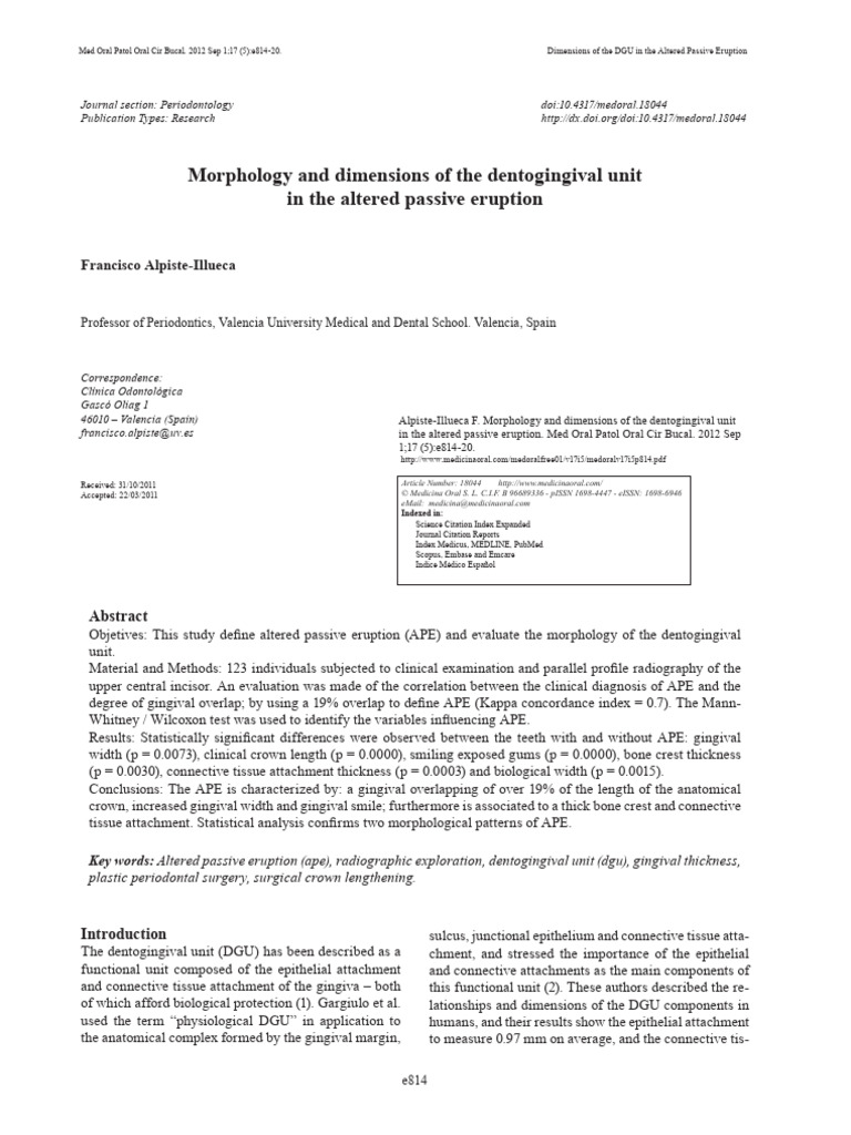 Morphology and Dimensions of The Dentogingival Uni | PDF ...