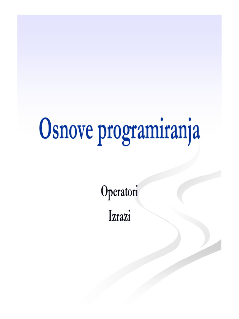 5 Operatori I Izrazi | PDF