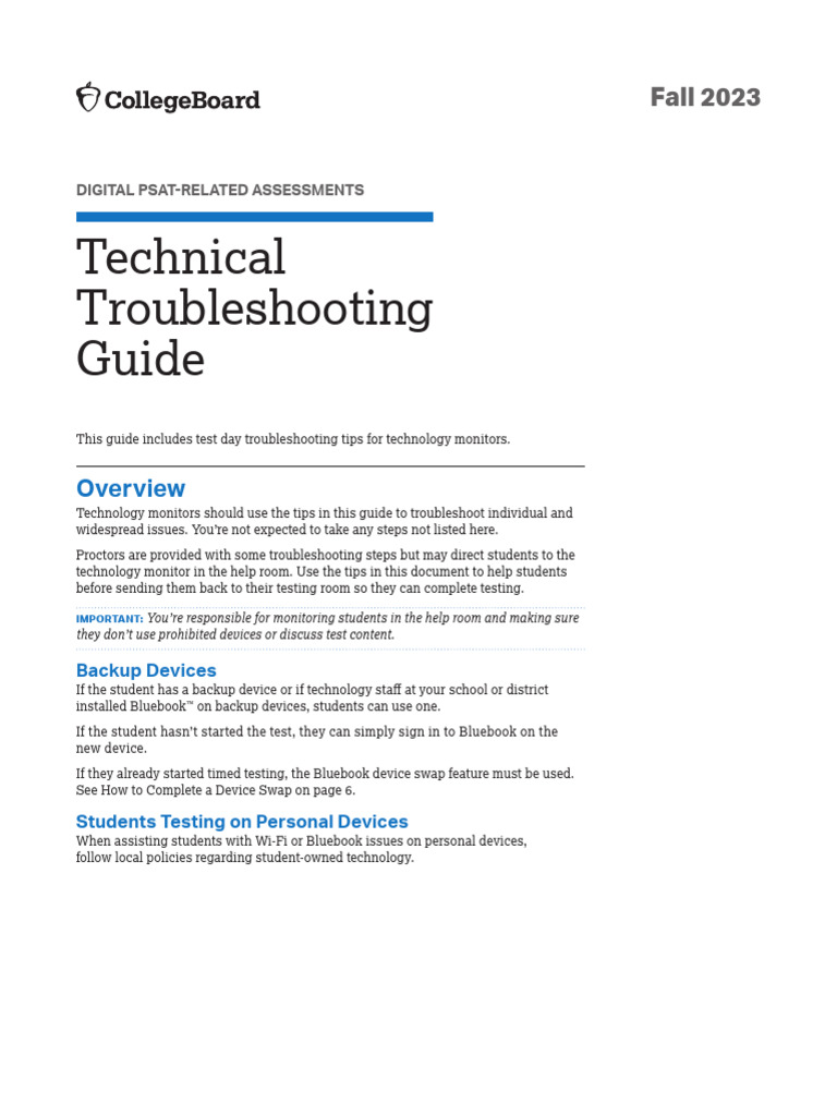 Digital Psat Technical Troubleshooting Guide | PDF | I Pad ...