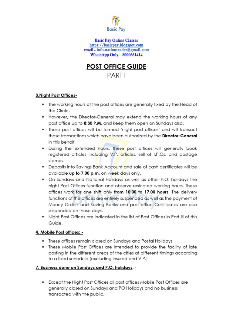 PO Guide Part I P-1 | PDF | Mail | Postage Stamp