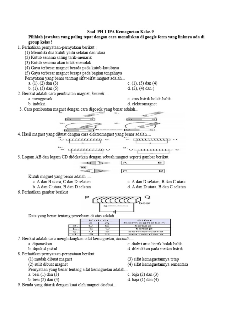 Soal Ipa 9 Kemagnetan + KUNCI | PDF