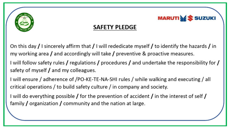 Safety Pledge - English | PDF