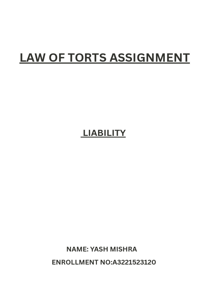 What Is Tort Liability | PDF | Tort | Legal Liability
