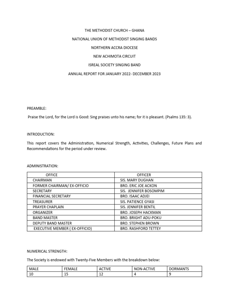 The Methodist Church Annual Report 2022-2023 | PDF | Career & Growth ...