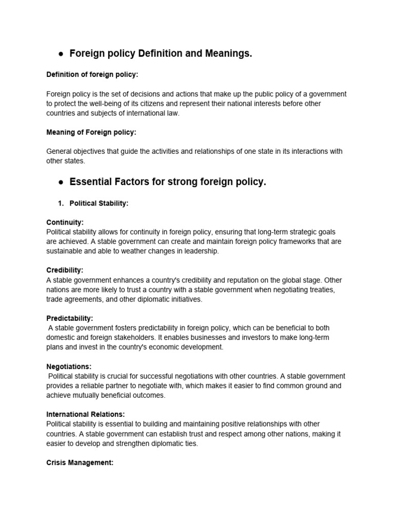 Foreign Policy Definition and Meanings | PDF | Pakistan | India ...
