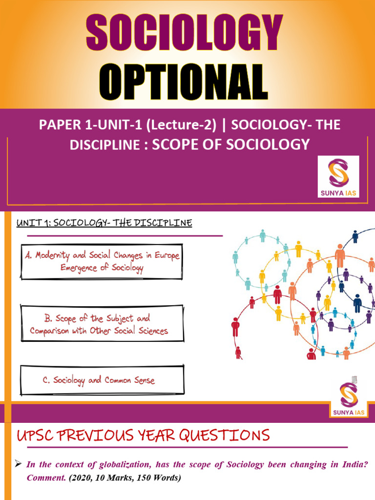Lecture 2 - Paper 1 (UNIT 1 - Part 1B - Sociology The Discipline ...
