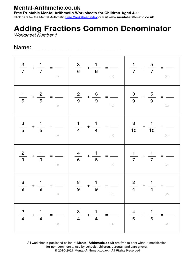 Adding Fractions | PDF | Arithmetic | Mathematics