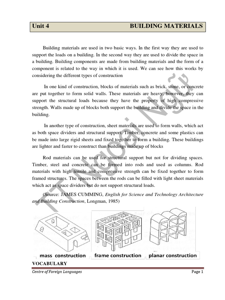 Unit 4 BUILDING MATERIALS CNK | Download Free PDF | Concrete | Civil ...
