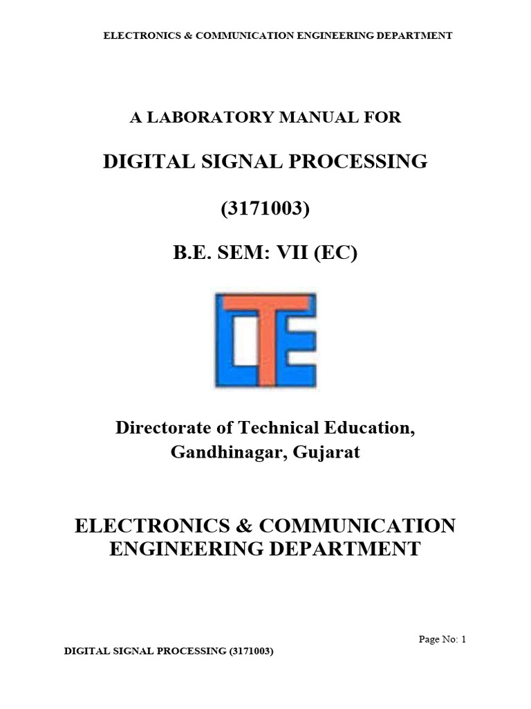 DSP Lab Manual for EC Students | PDF | Digital Signal Processing | Fourier Analysis
